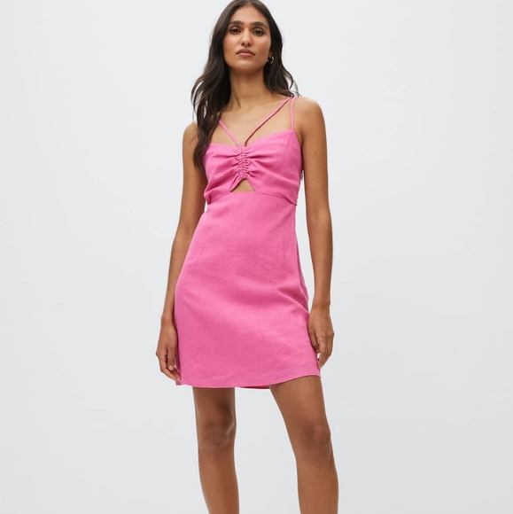 Mango | Dresses | Nwt Mango Mng 0 Linen Summer Fuchsia Pink Dress Size Xs | Poshmark